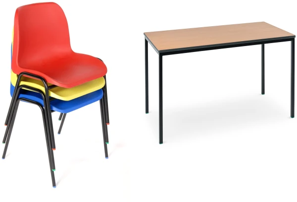 Hille Classroom Pack - 15 Spray PU Edge Tables & 30 Affinity Stacking ...