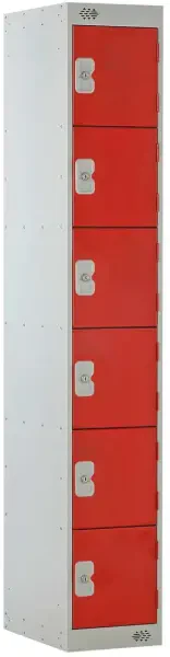 TC 6 Door Steel Locker - (d) 300mm - Office Furniture Direct